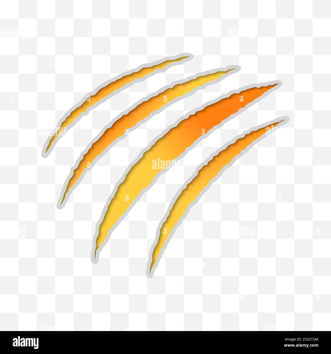 Cat scratch icon. Realistic yellow animal claw mark isolated on ...