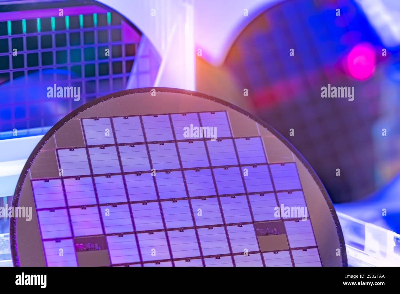 Silicon Wafers in white plastic holder box used in electronics for the ...