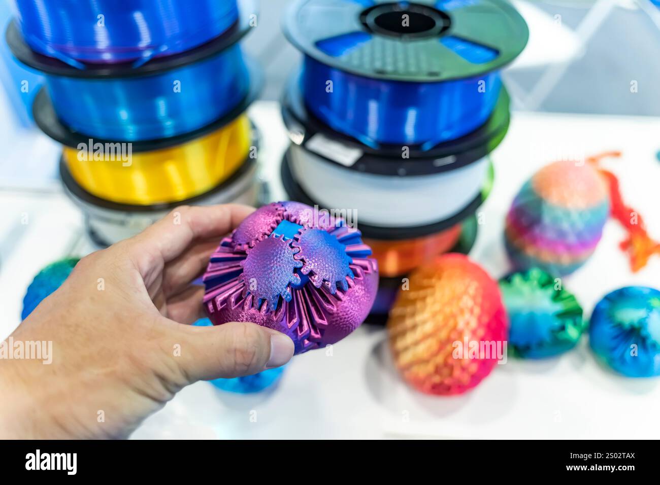 hand with gear object printed on 3d printer close-up Stock Photo - Alamy