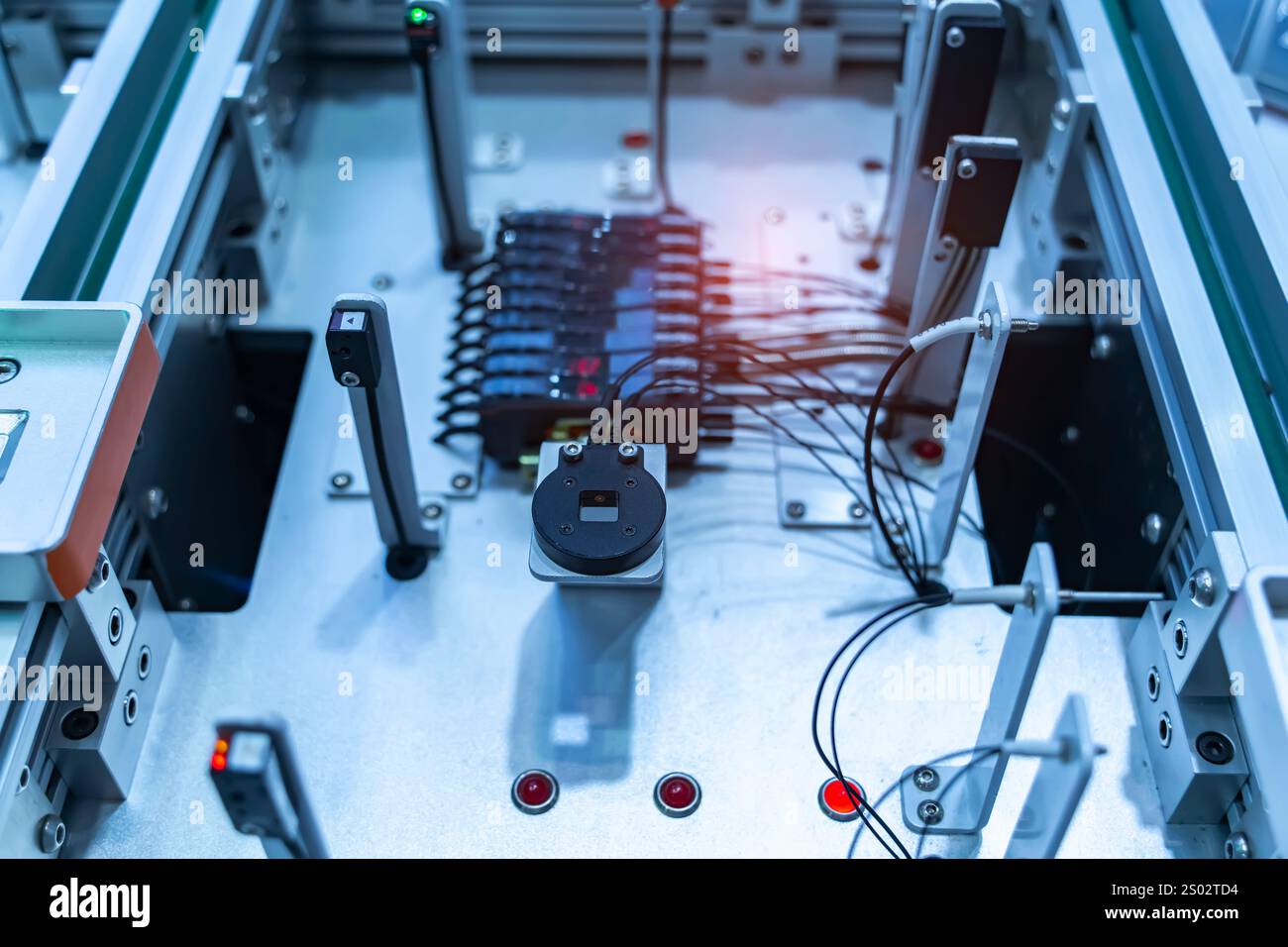 Transducer On Industrial Machine Robot In Assembly Line Working In Factory Smart Factory