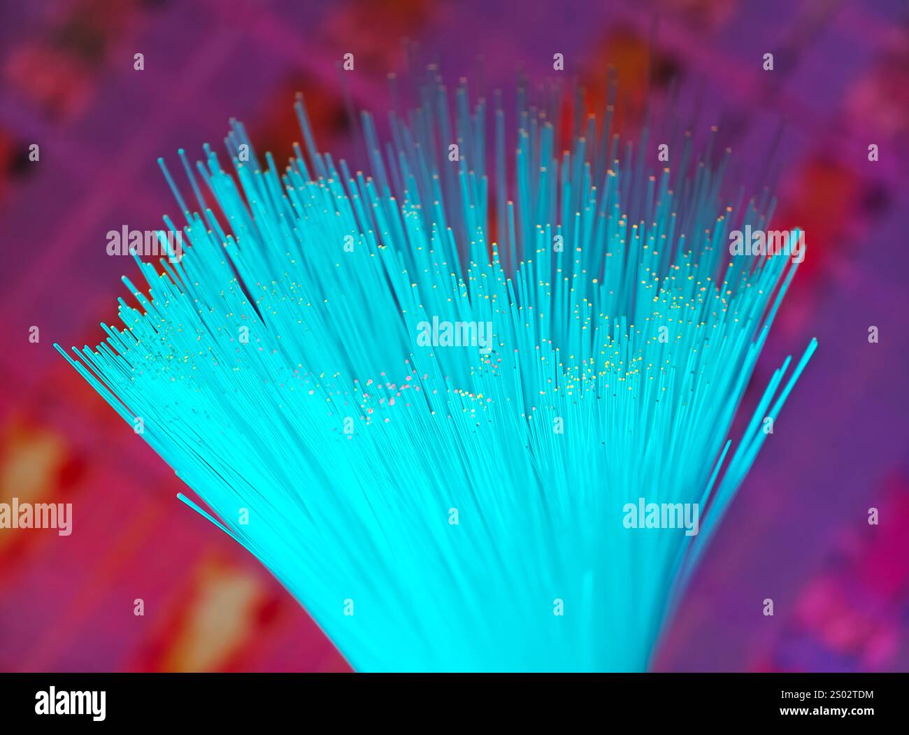 optical fibres dinamic flying from deep on technology background Stock ...