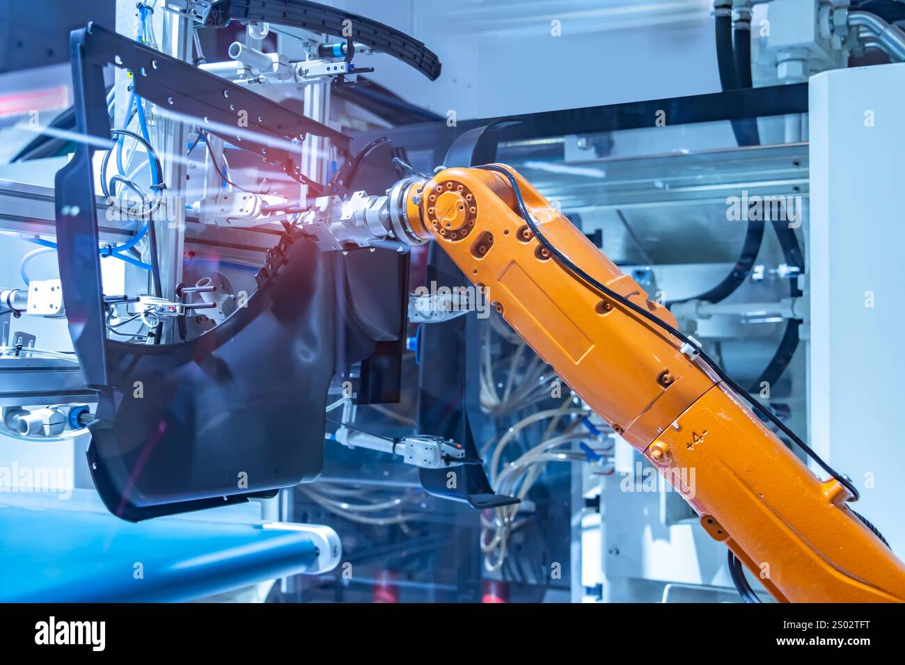 industrial machine and factory robot arm with part of car,Smart factory ...