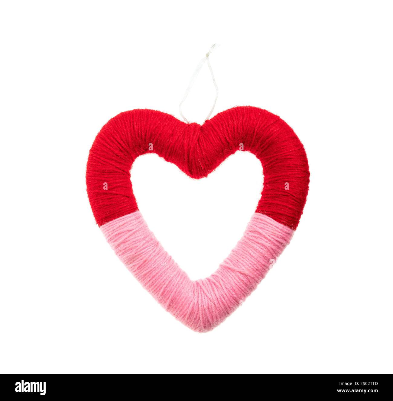 Christmas decoration red, pink, stripes fabric heart shape isolated on ...