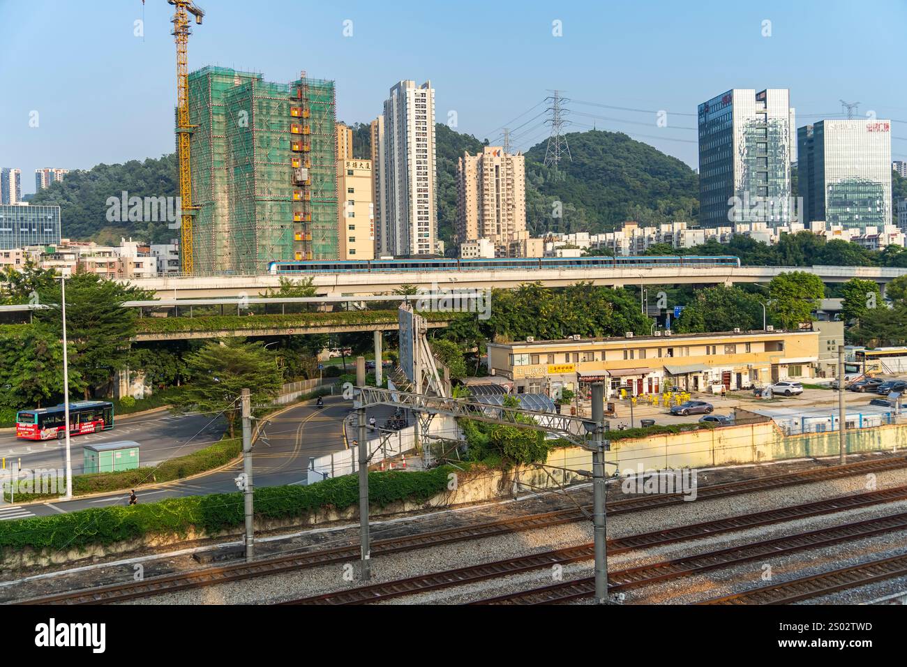 SHENZHEN, CHINA - OCT 12, 2024: Shenzhen Metro Trains approaches to the ...