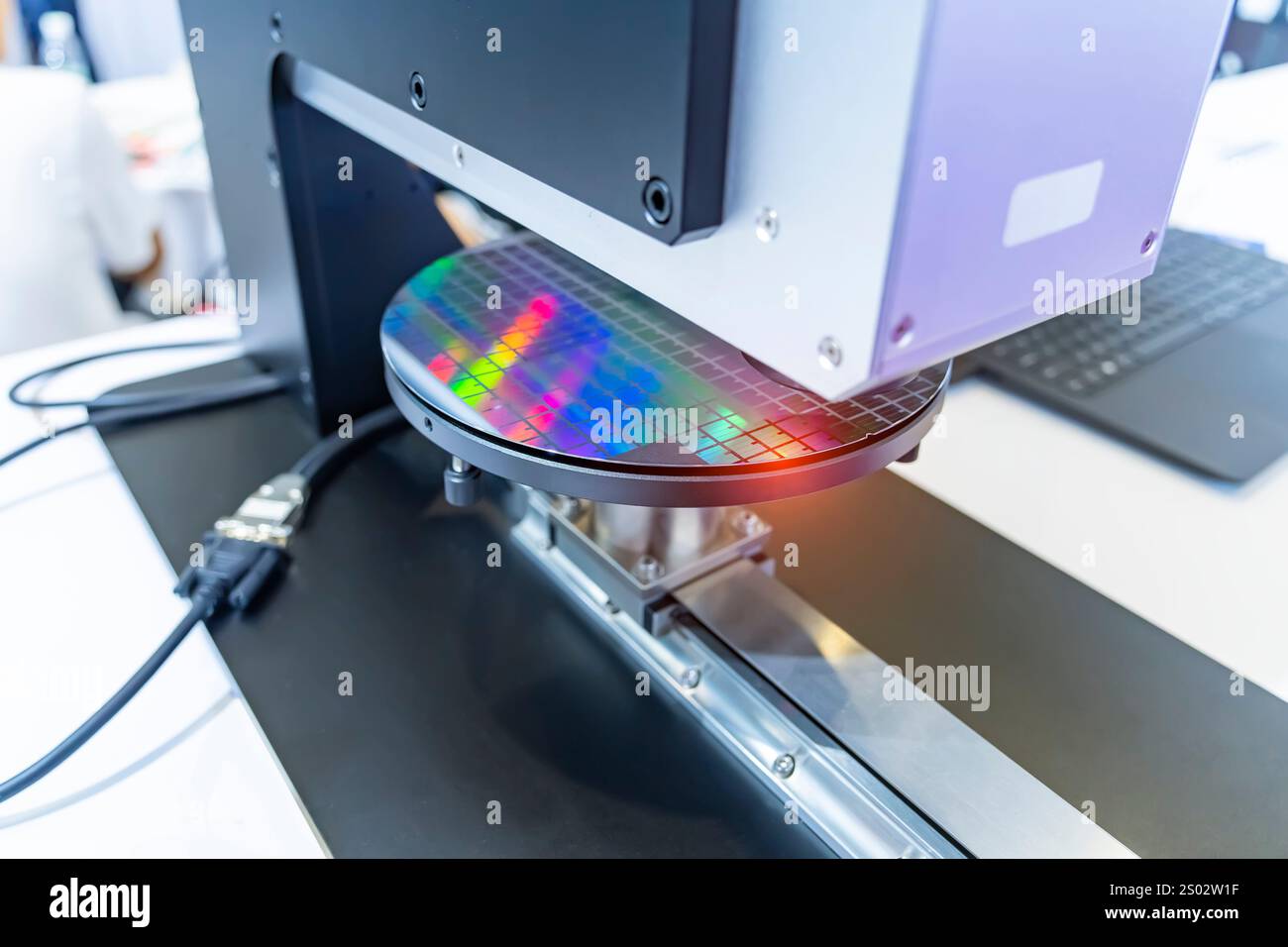 silicone wafer under the microscope process examining testing in ...