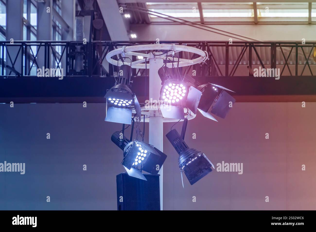 LED stage lighting fixtures at the show Stock Photo - Alamy