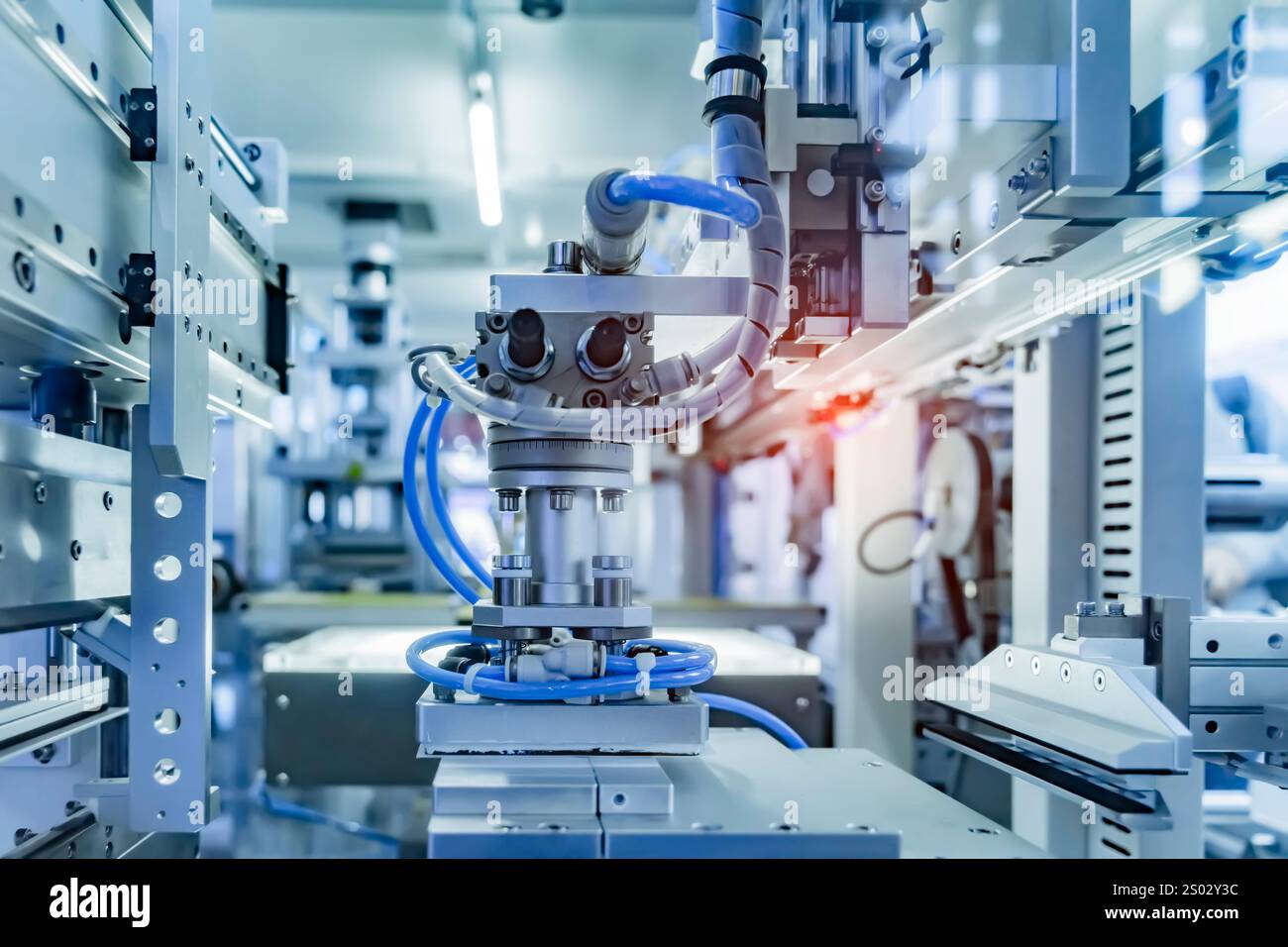 automatic pneumatic piston unit on industrial machine,automation ...