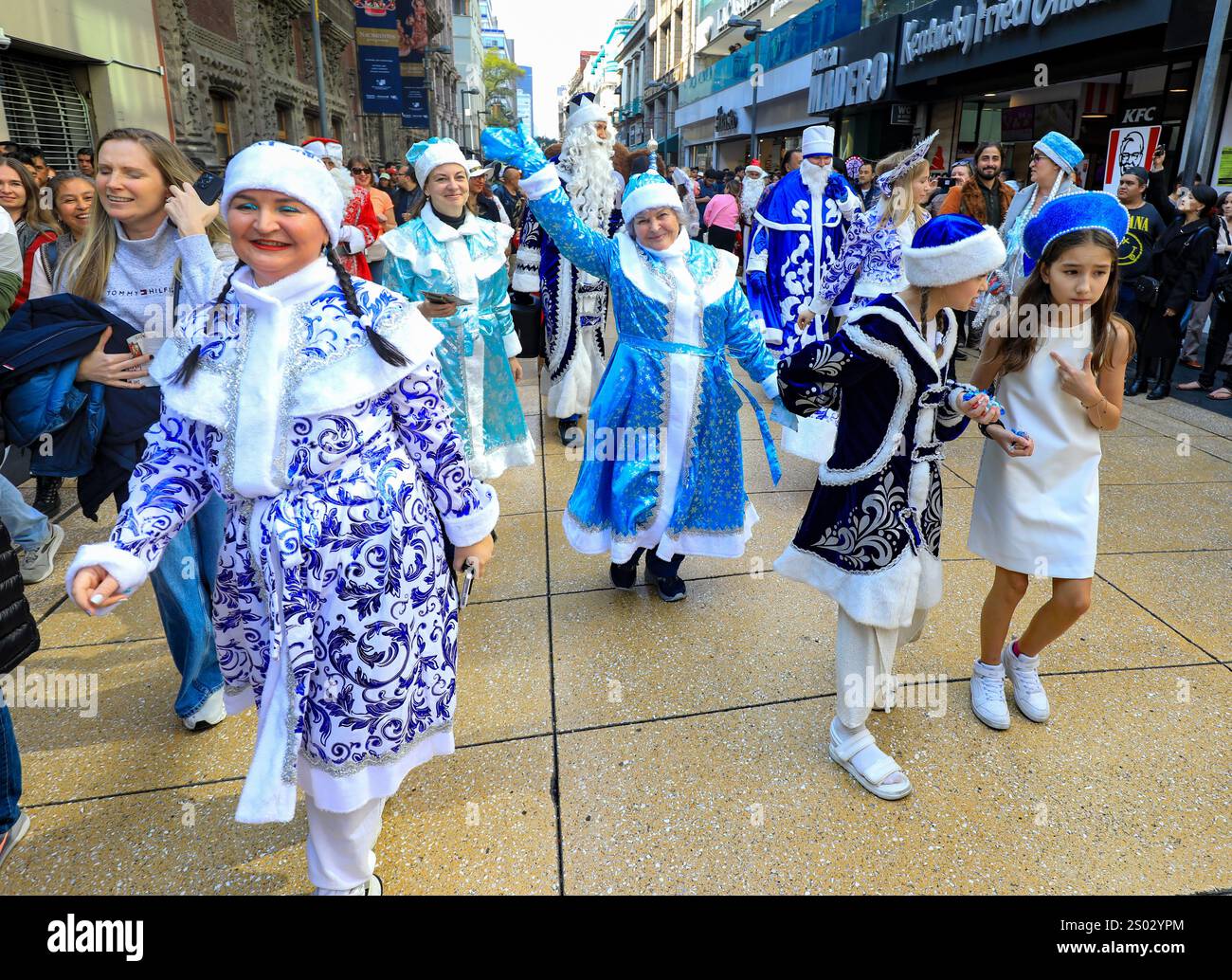 Mexico City, Mexico. 22nd Dec, 2024. Russian Santa Claus granddaughter ...