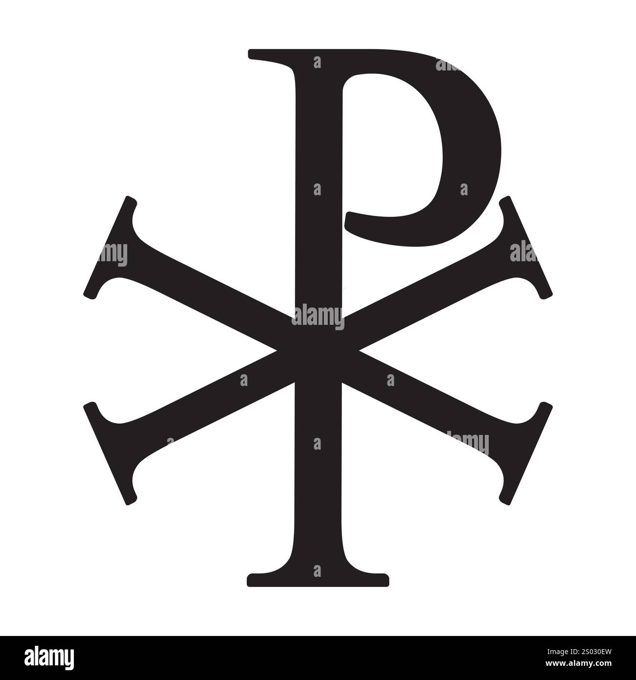 Christianity chi rho symbol, vector illustration, black on white ...