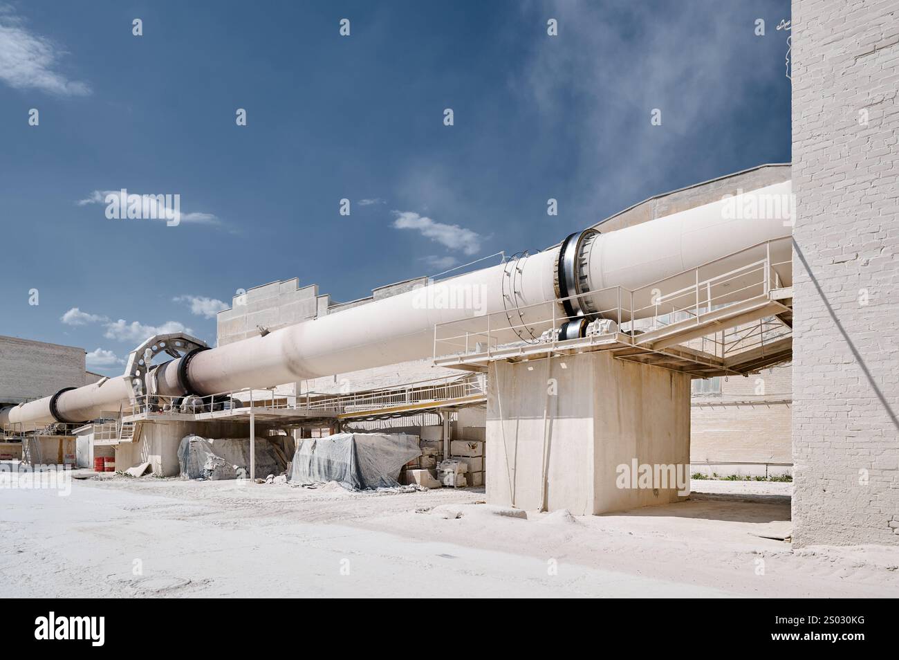 Roasting rotary furnace with pipe at manufacturing plant Stock Photo ...