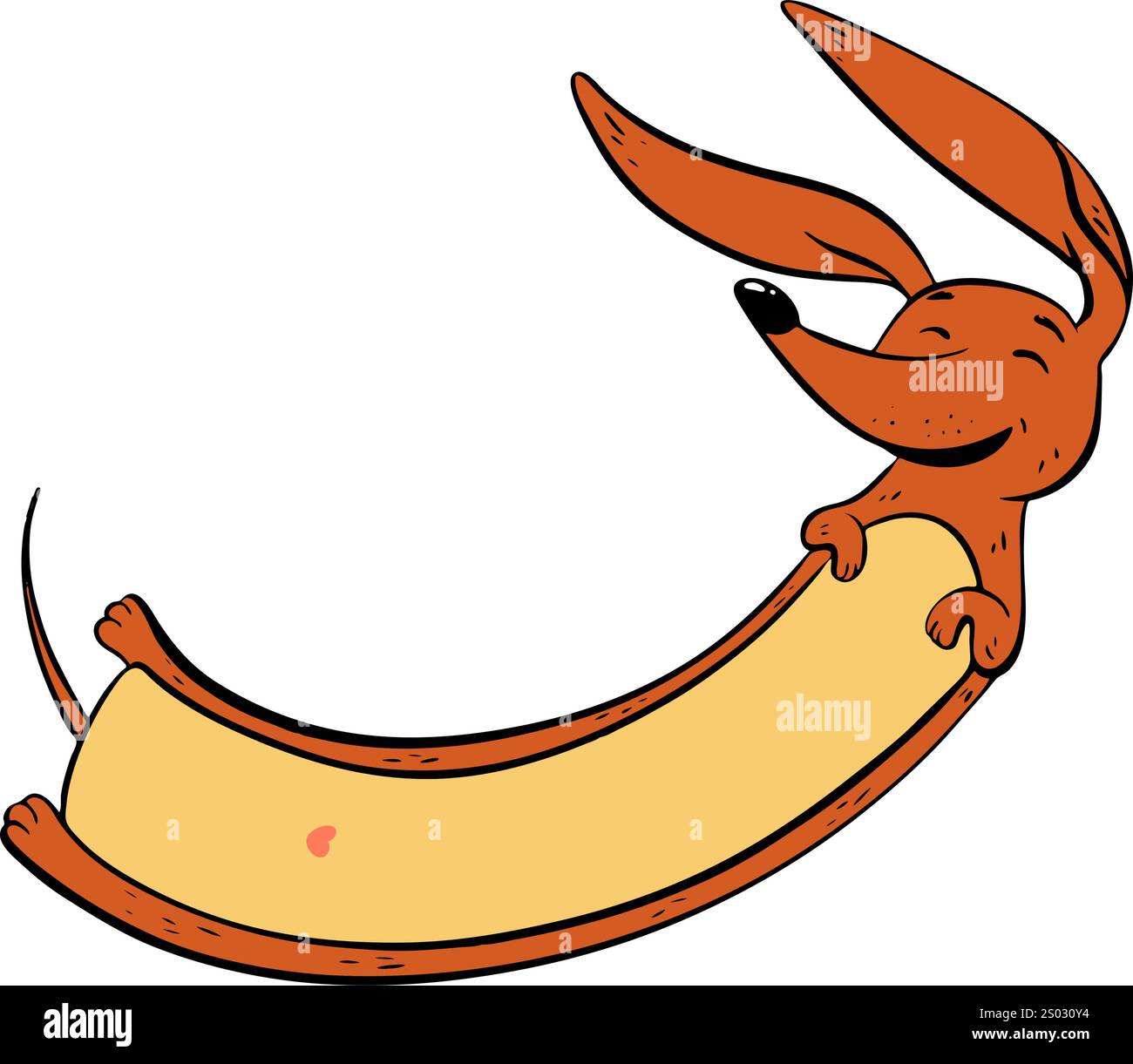 This cheerful and happy cartoon dachshund character long brown joyful ...