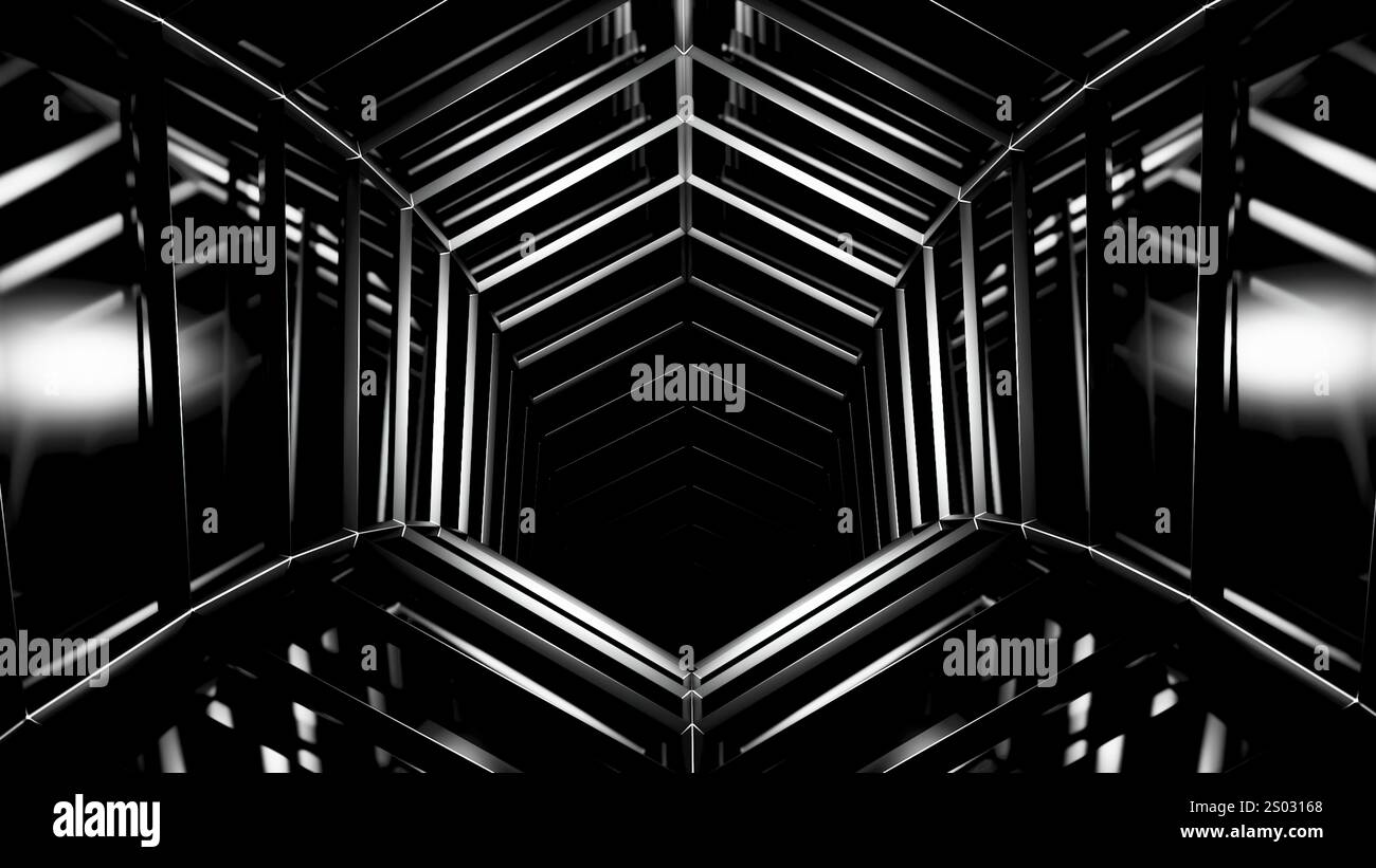 Experience a Futuristic Black Hexagonal Tunnel that features Stunning ...