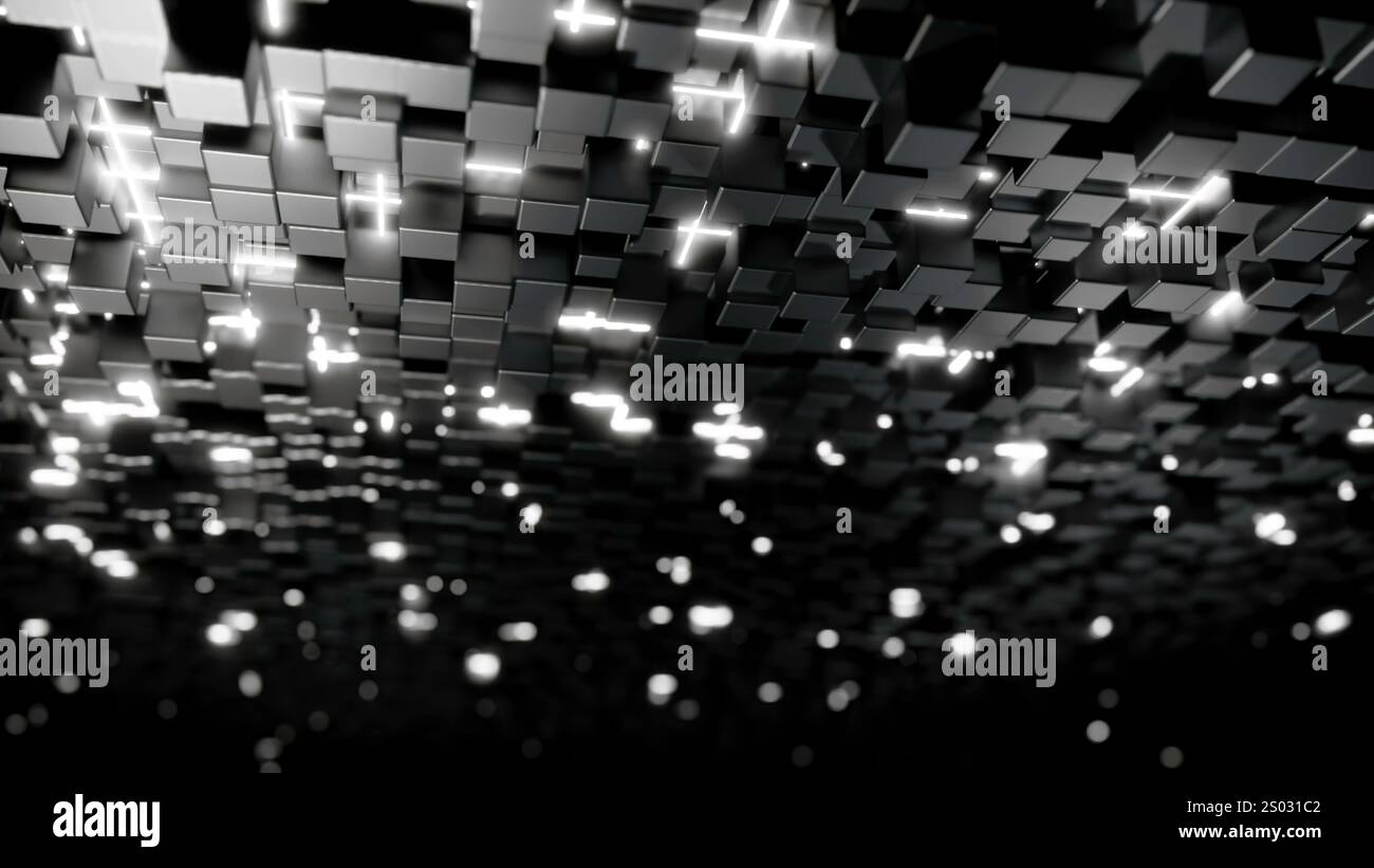 A captivating black and white CGI video showcases dynamic cubes and ...