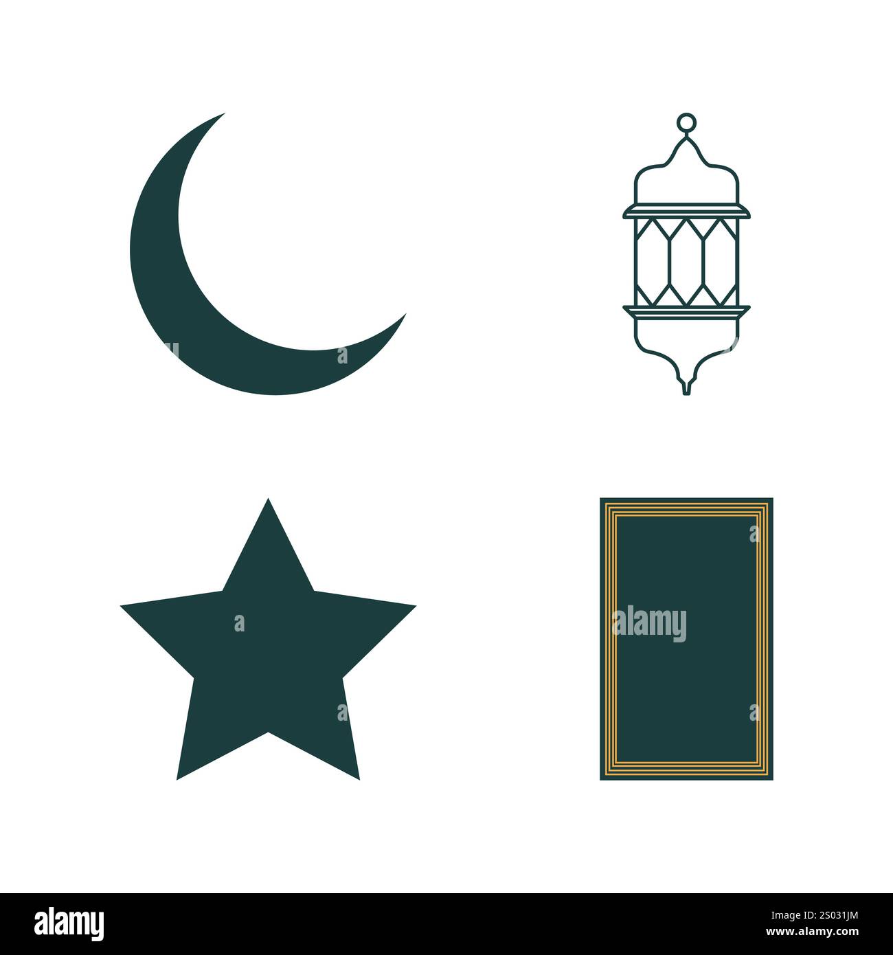 islamic lantern vector design with crescent moon and star symbols for ...