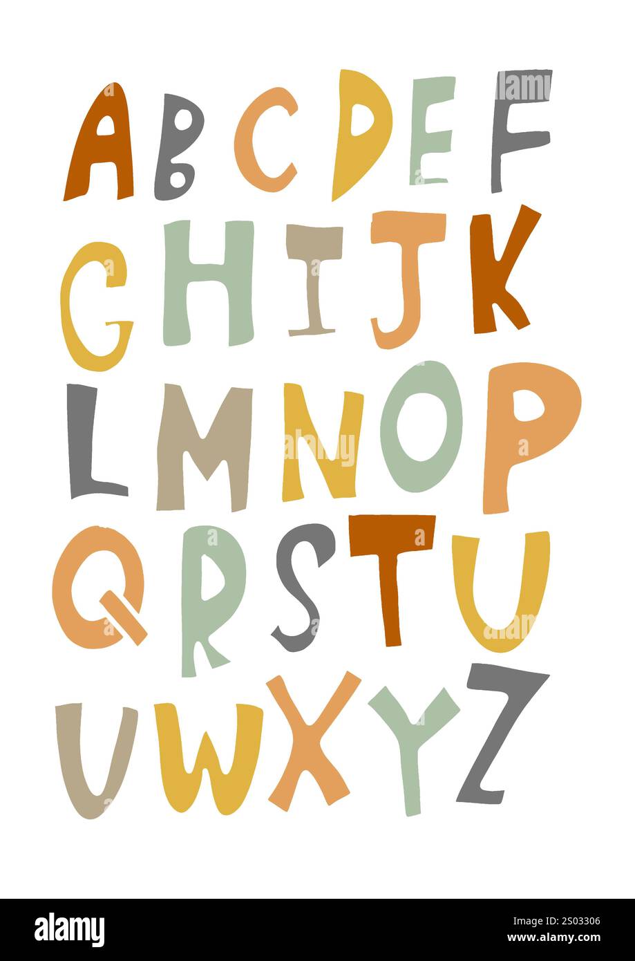 ABC alphabet poster design with colorful letters isolated on white ...