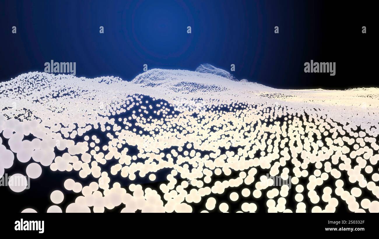 The video blends CGI with art, featuring dots, bubbles, and snow ...