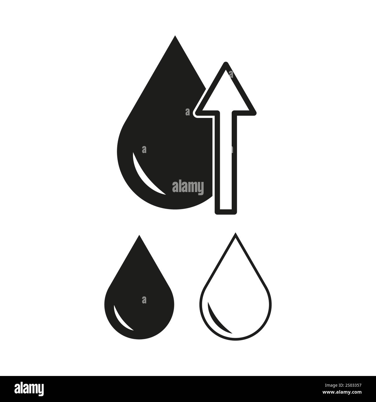 Water drop icon. Arrow with droplet. Liquid symbol concept. Vector ...
