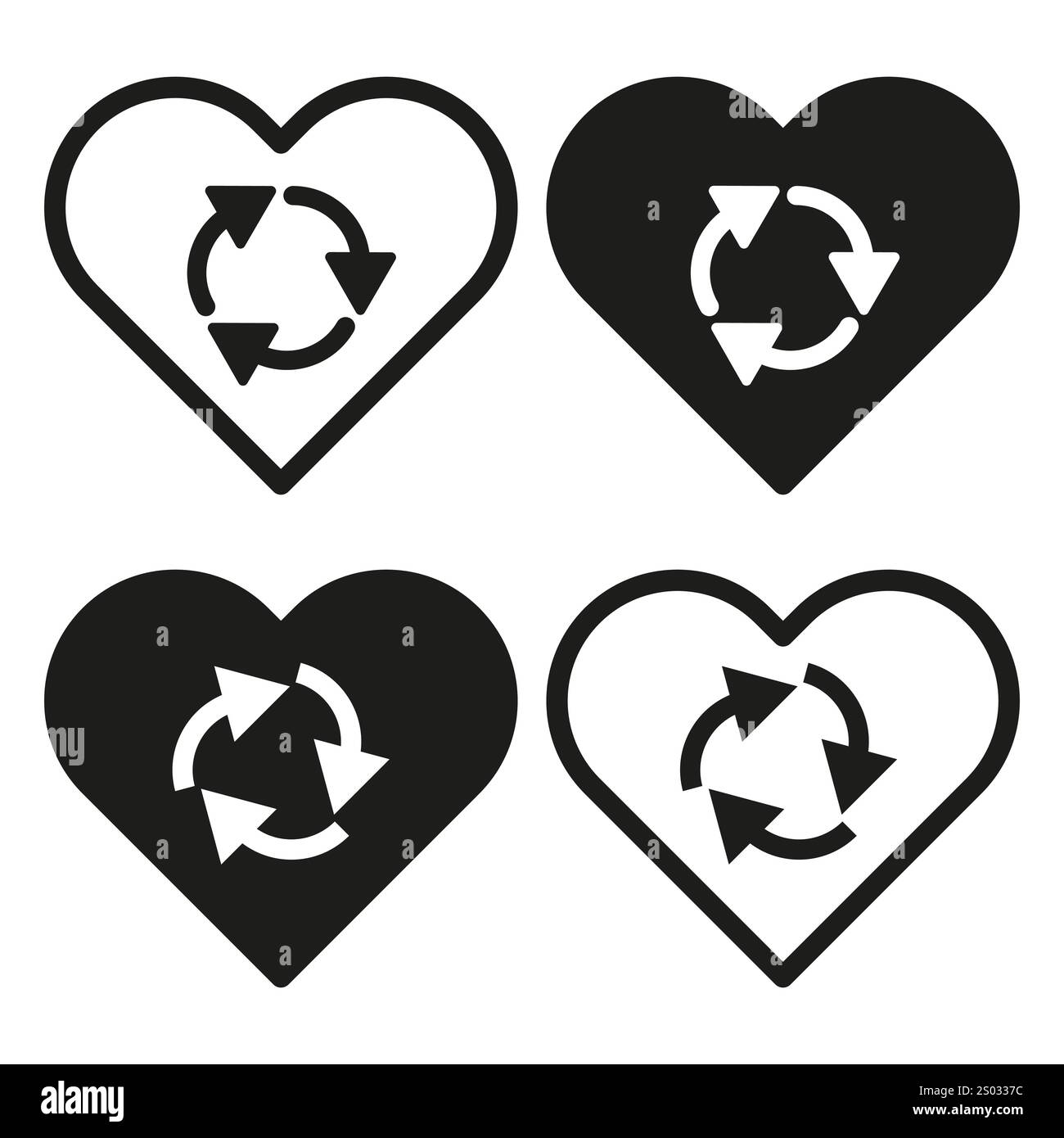 Heart recycling icon. Eco friendly symbol. Circular arrow design ...