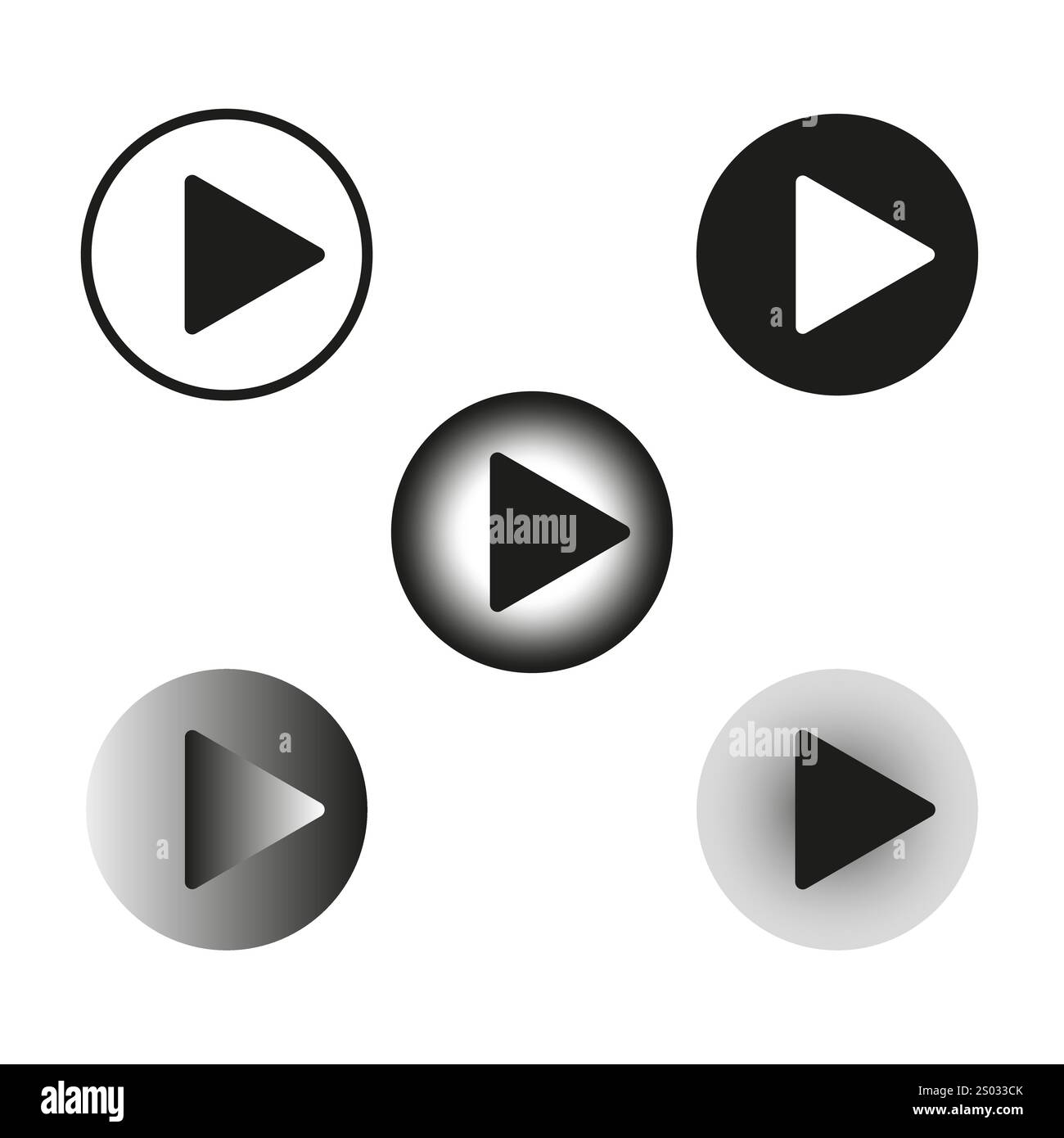 Play button icons. Multimedia vector symbols. Circle play shapes. Black ...