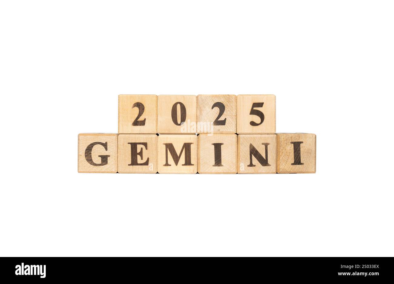 Gemini zodiac sign word in wooden cubes. White background. Set of ...