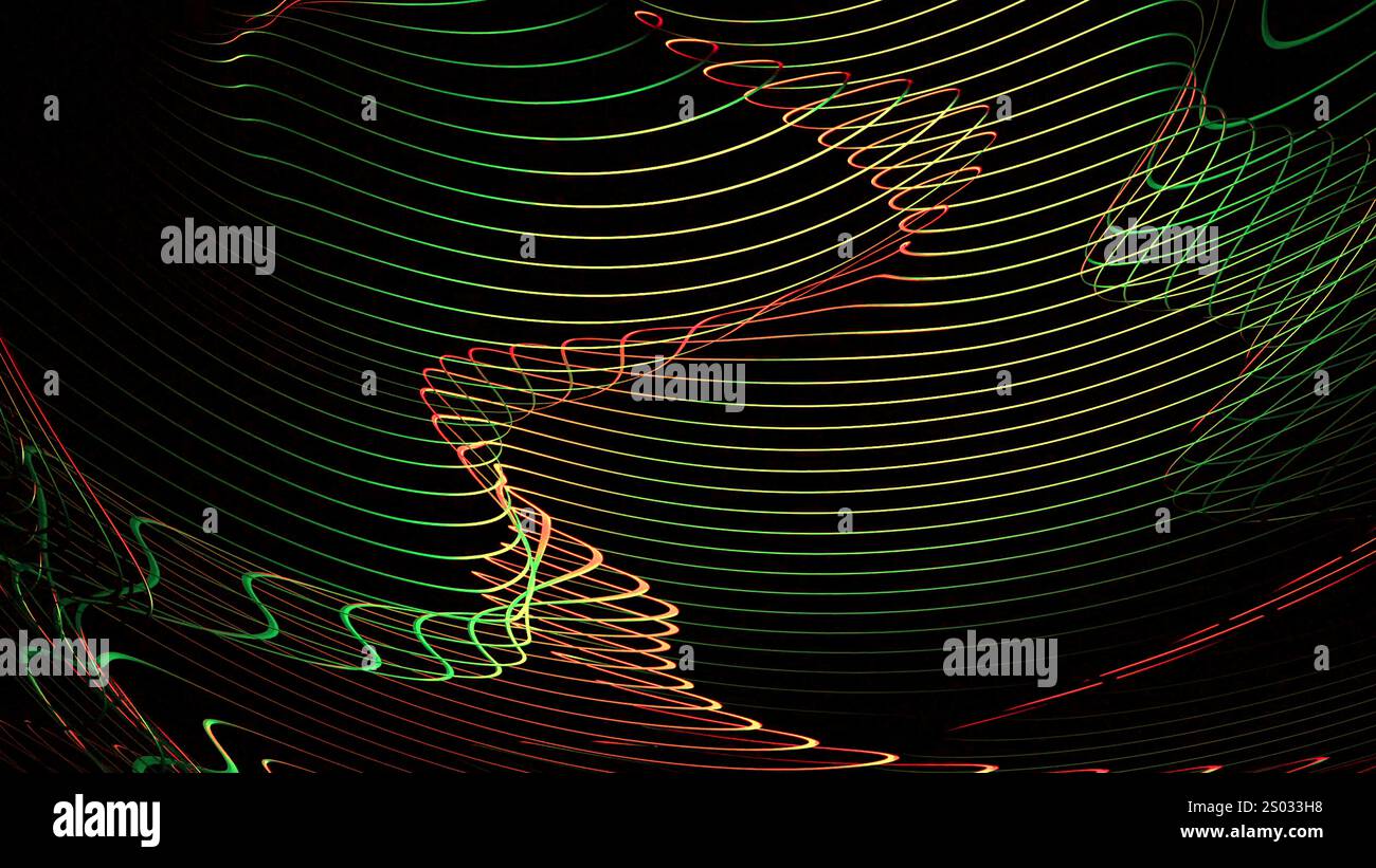 Dynamic video with vibrant lines on a black background creates visual ...
