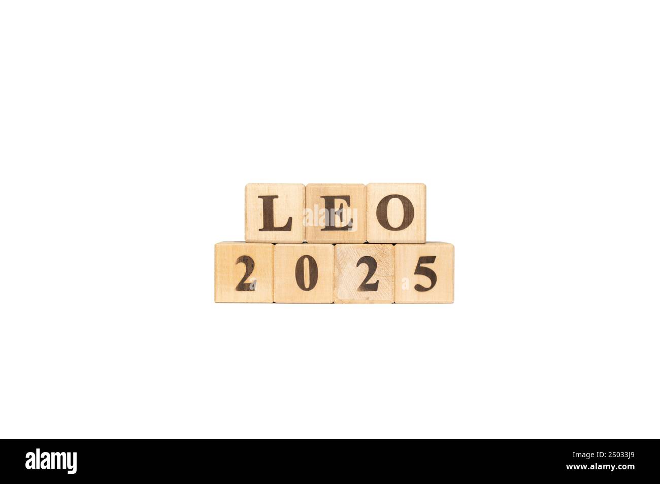 Leo zodiac sign word in wooden cubes. White background. Set of ...