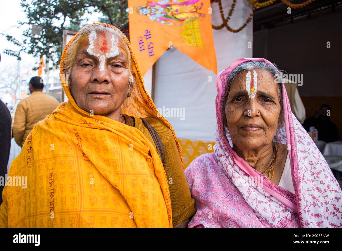 Elerly pilgrims at Panchavati Facility, Karsevak Puram wear tika (a ...