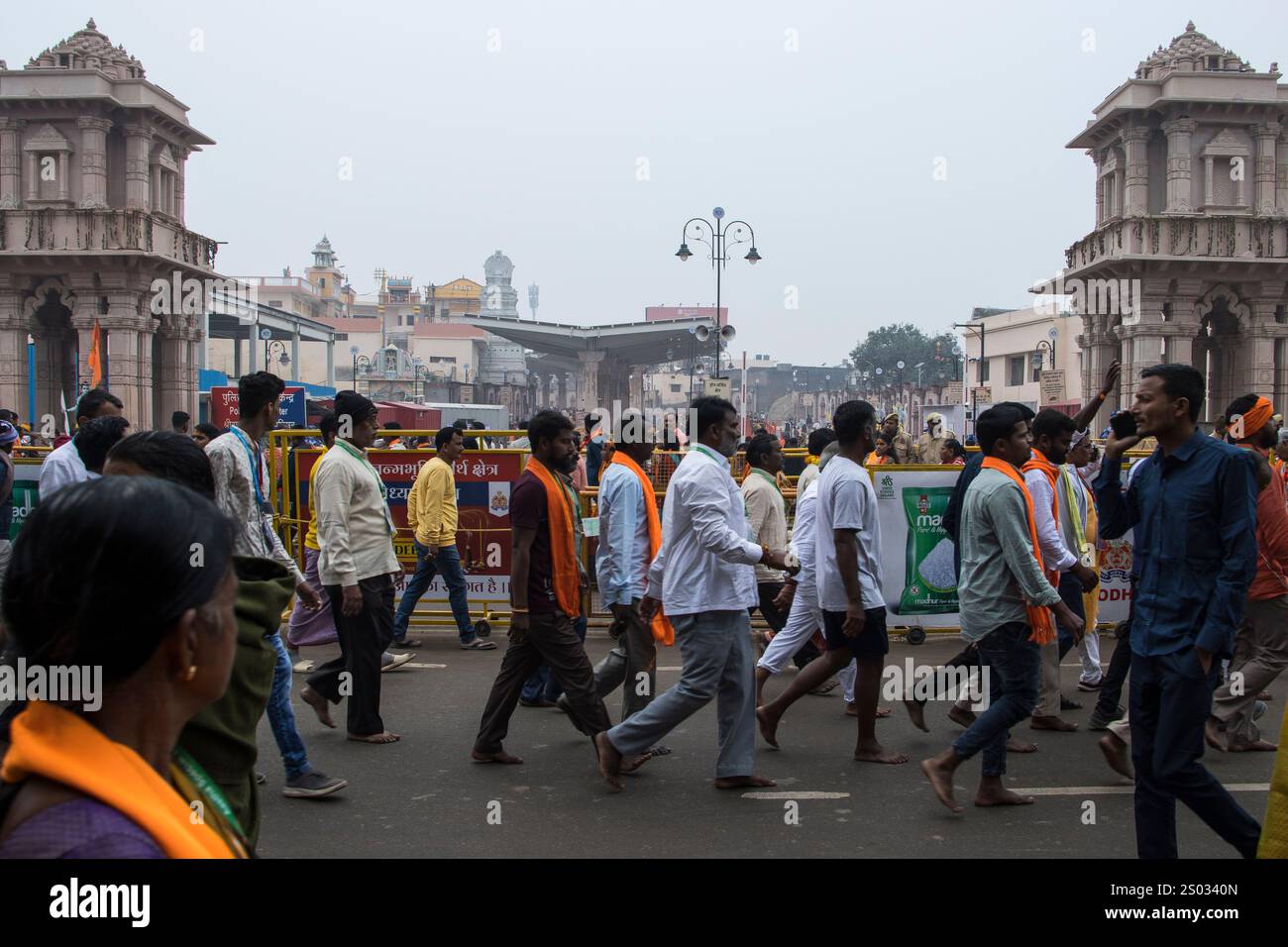 Pilgrims at Ramjanmabhoomi path Ayodhya shows the main entrance to the ...