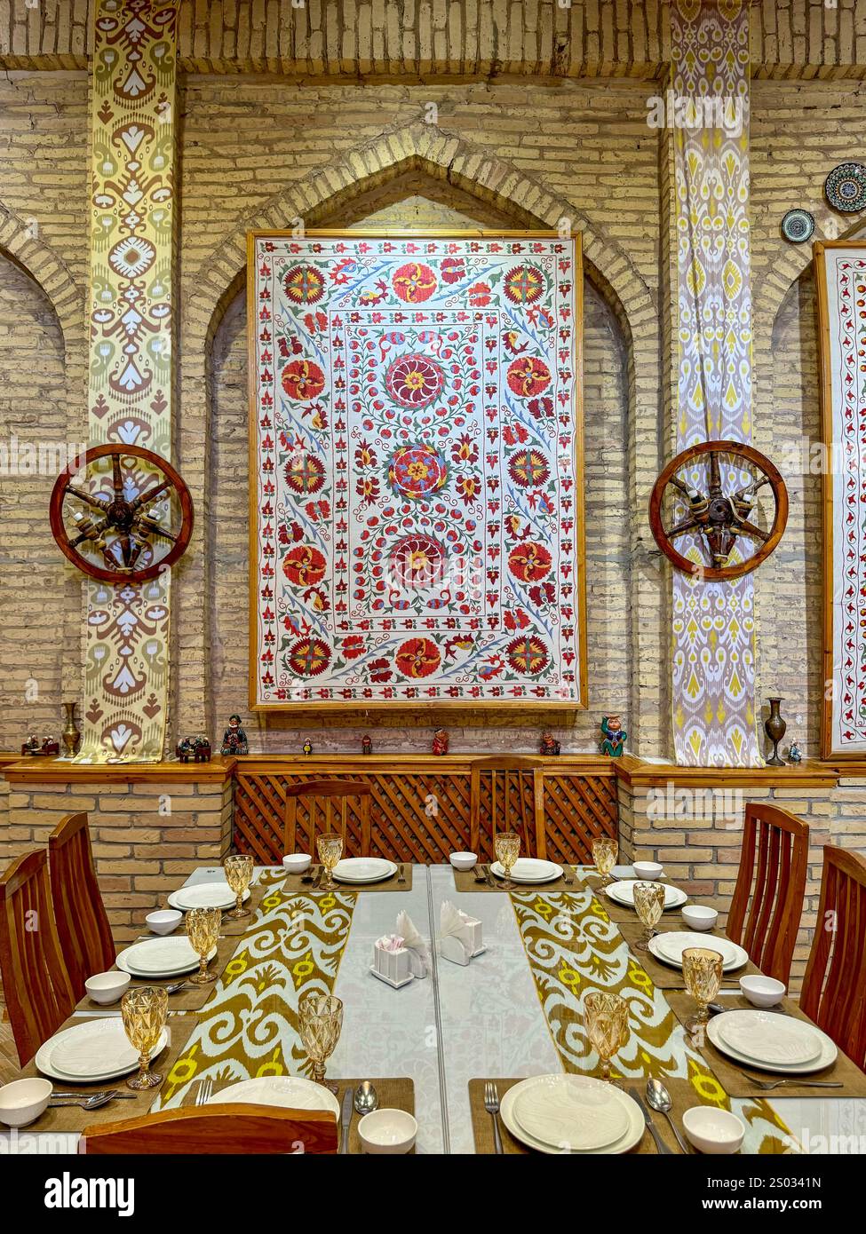 Traditional Uzbek Restaurant Interior with Colorful Suzani Wall Decor ...