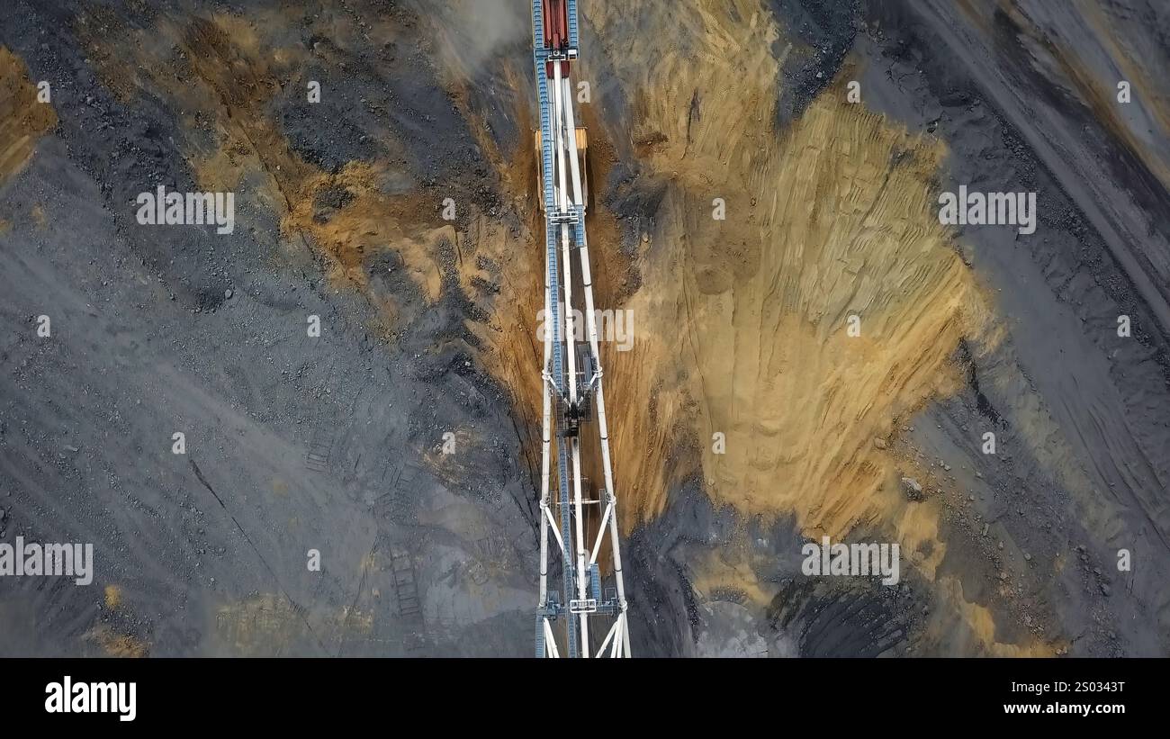 An Aerial View Showing Heavy Machinery at Work in the Process of Ore ...