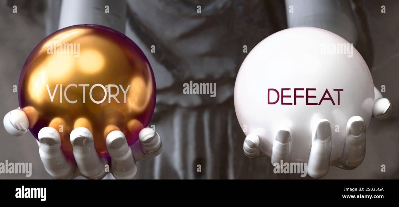 Victory or Defeat - decide between two options. Greek statue presenting ...