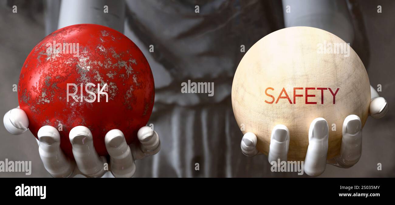 Risk or Safety - decide between two options. Greek statue presenting a ...