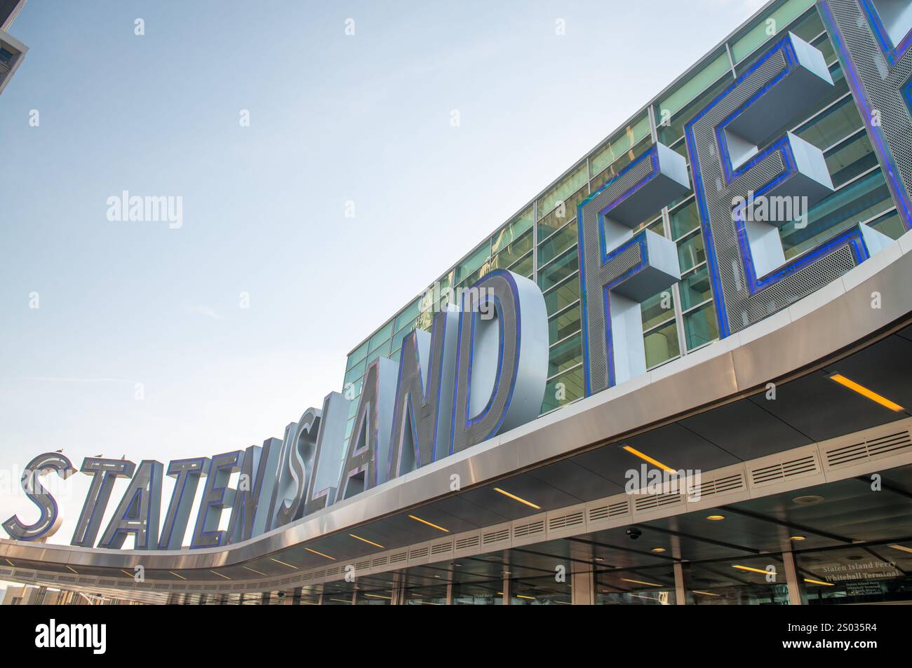 Staten Island Ferry Terminal sign, New York City Stock Photo - Alamy