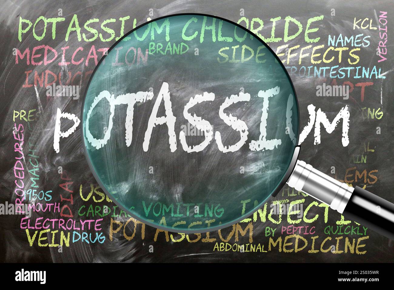 Potassium being studied, examined - under close inspection. Most ...