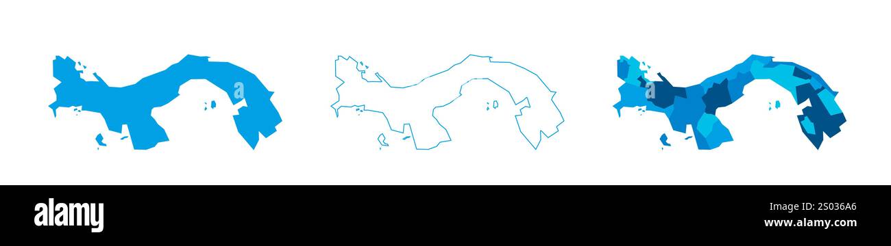 Panama set of three maps - solid map, outline map and map highlighting ...
