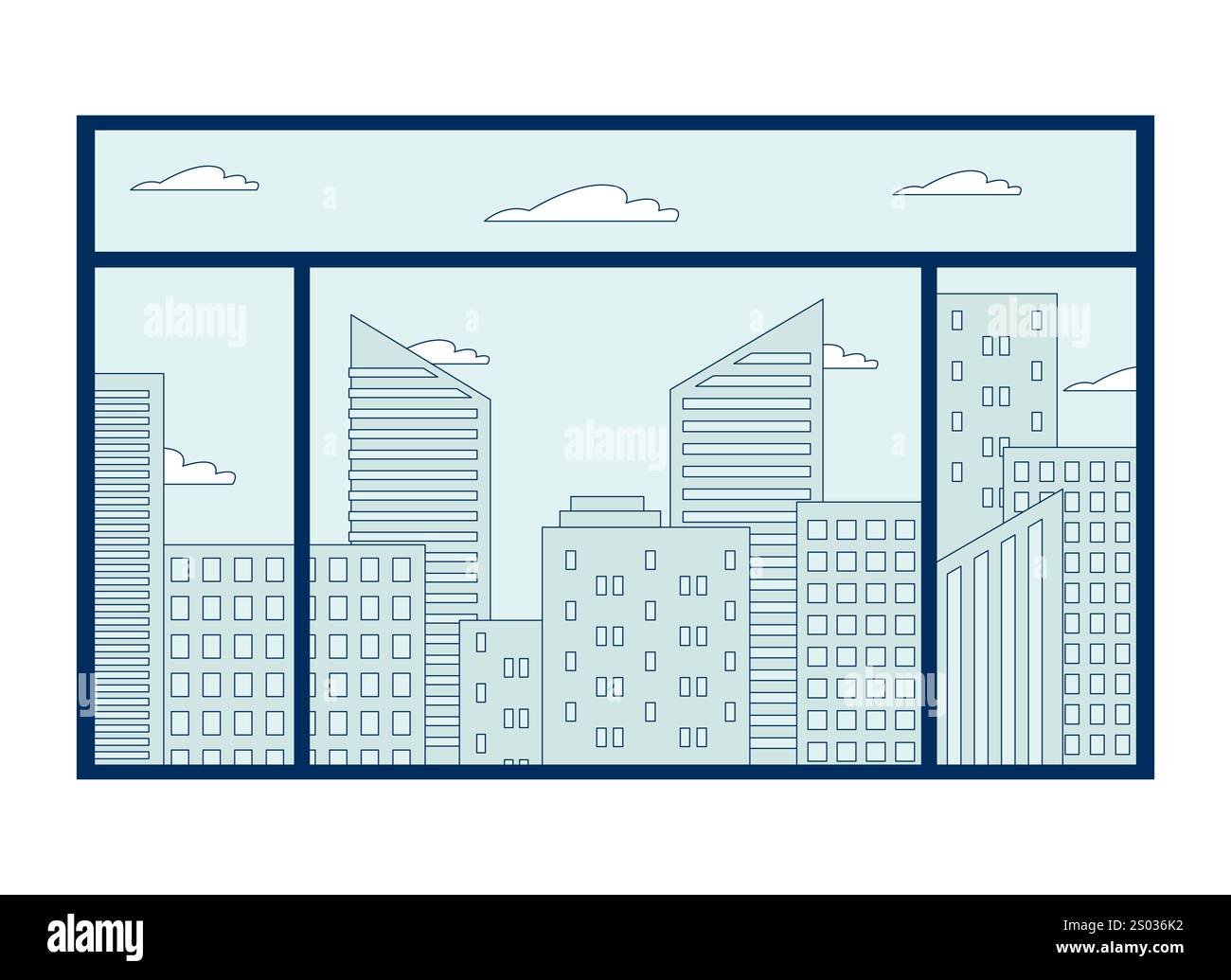 City skyline through window 2D cartoon object Stock Vector Image & Art ...