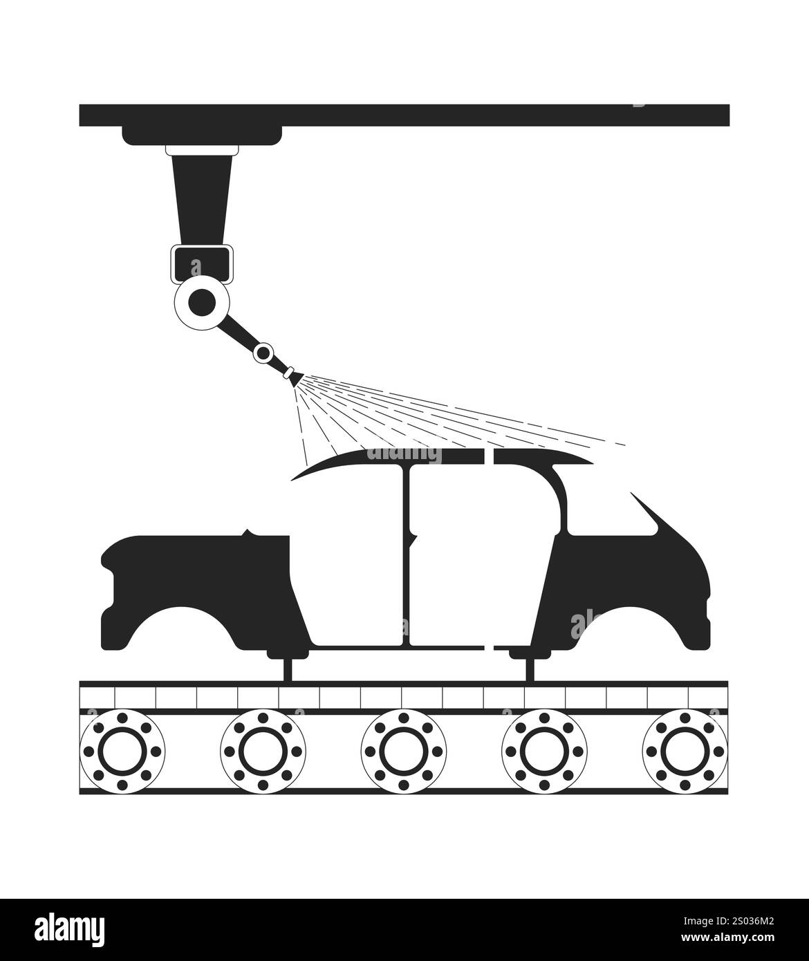 Car body airbrushing with industrial paint robot black and white 2D ...