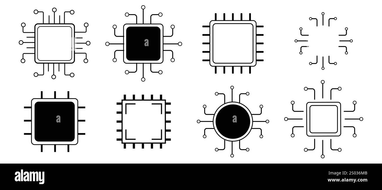 Processor Line Icon Microchip Cpu Technology Board Central Processing