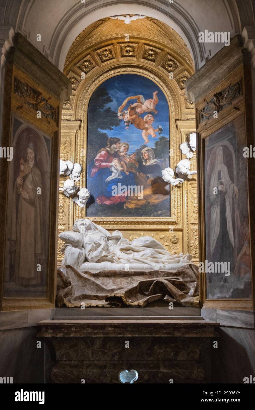 Baroque sculpture of blessed Ludovica Albertoni. Bernini. Rome, Italy ...