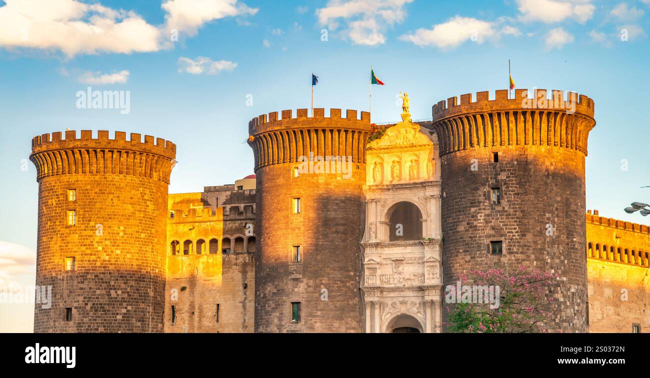 Majestic Maschio Angioino castle in Naples, a historic landmark of ...
