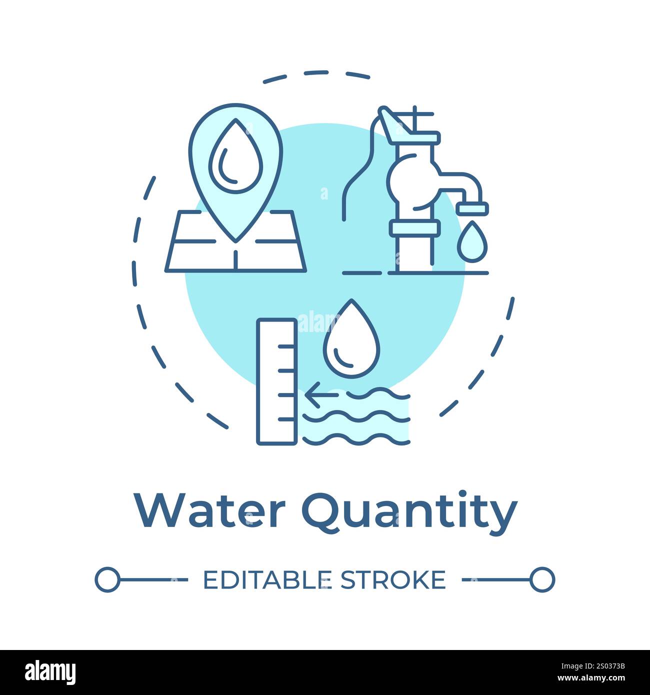 Water quantity soft blue concept icon. Measuring liquid amount in ...