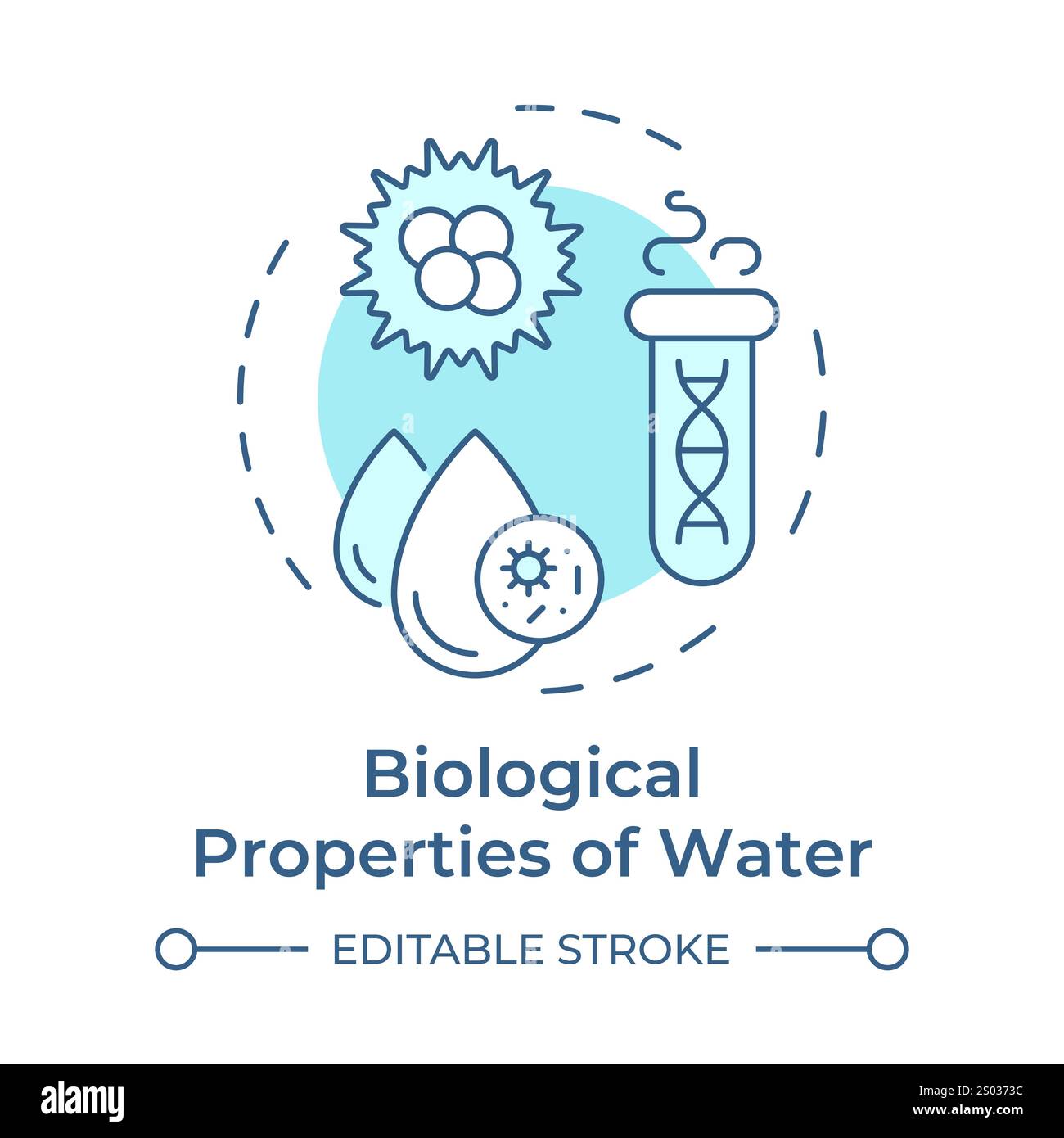 Biological properties of water soft blue concept icon. Biodiversity in ...