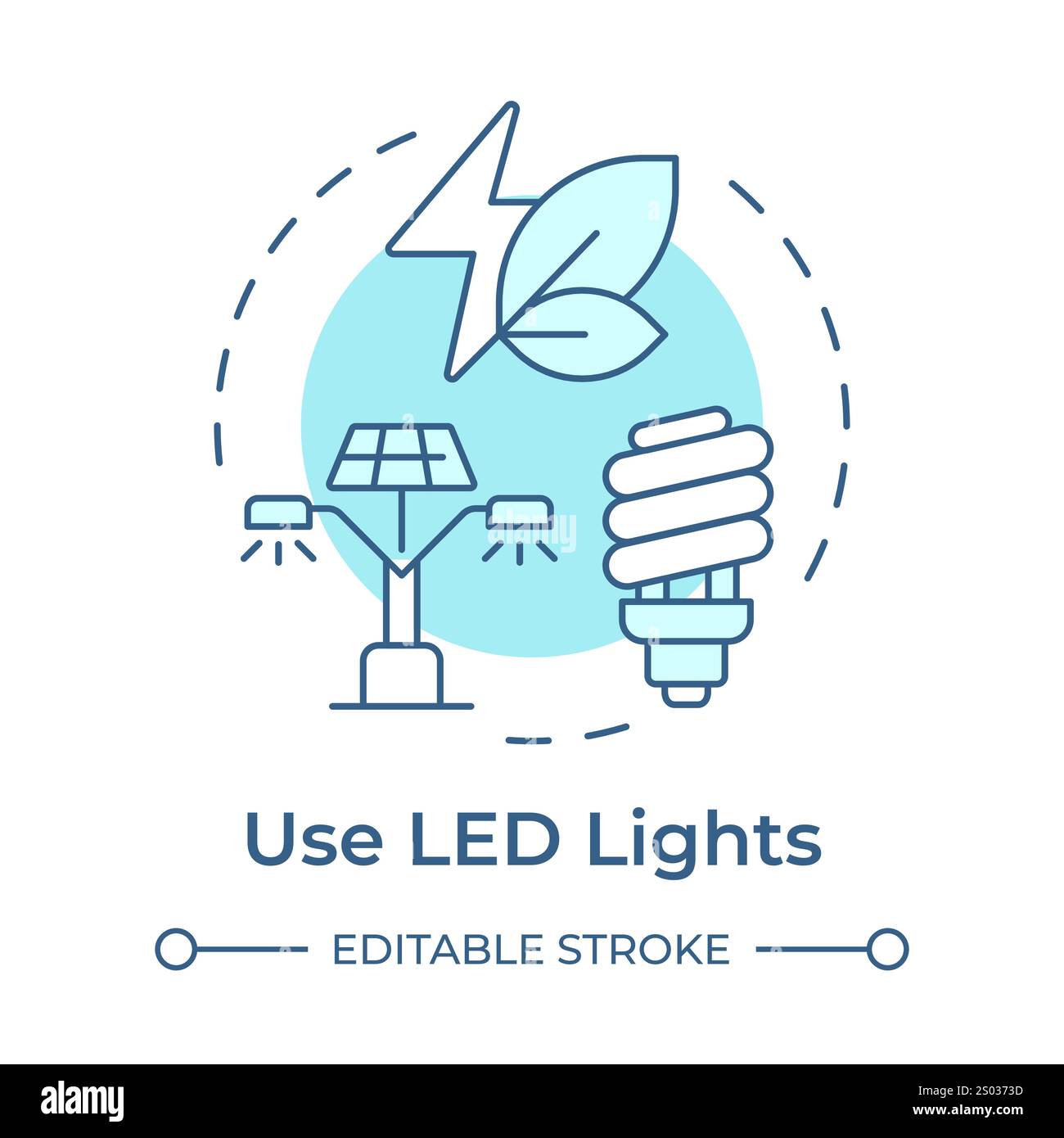 Use LED light soft blue concept icon. Reduce electricity consumption ...