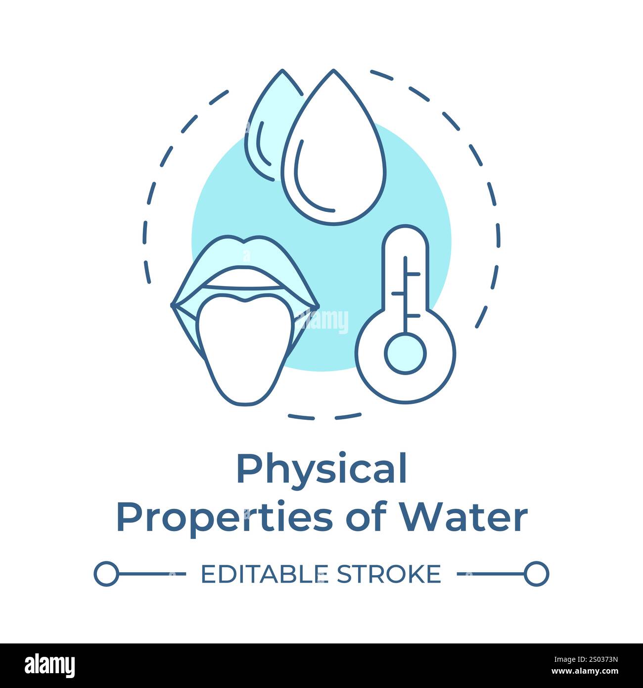 Physical properties of water soft blue concept icon. Studying liquid ...