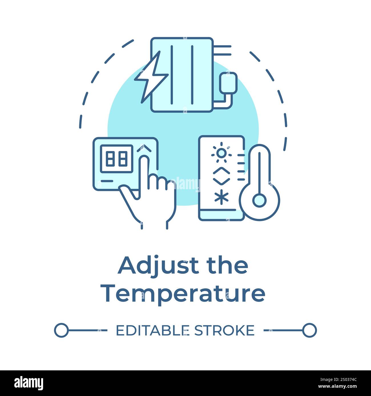 Adjust temperature soft blue concept icon. Maintaining thermostat ...