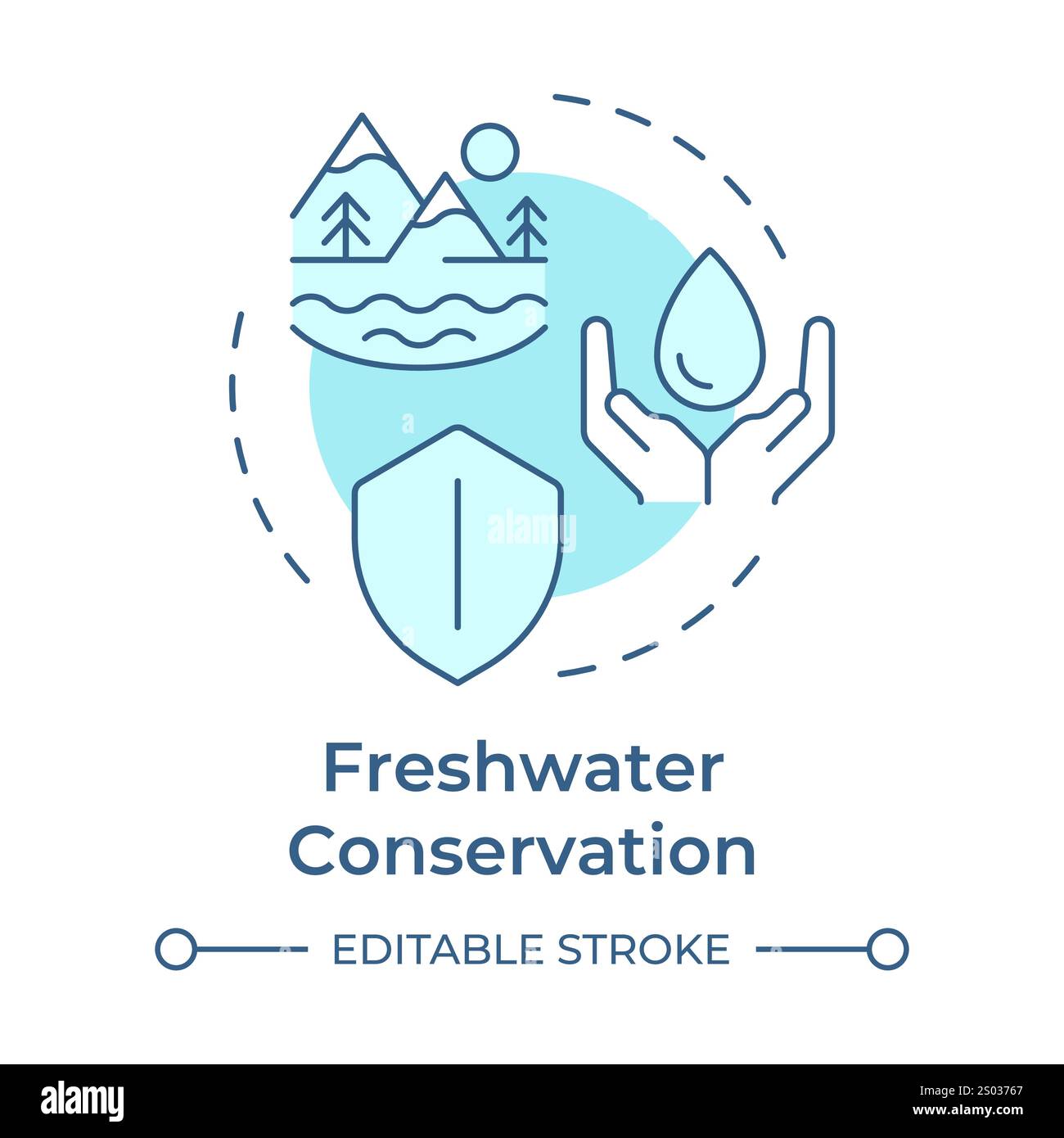 Freshwater conservation soft blue concept icon. Protecting natural ...