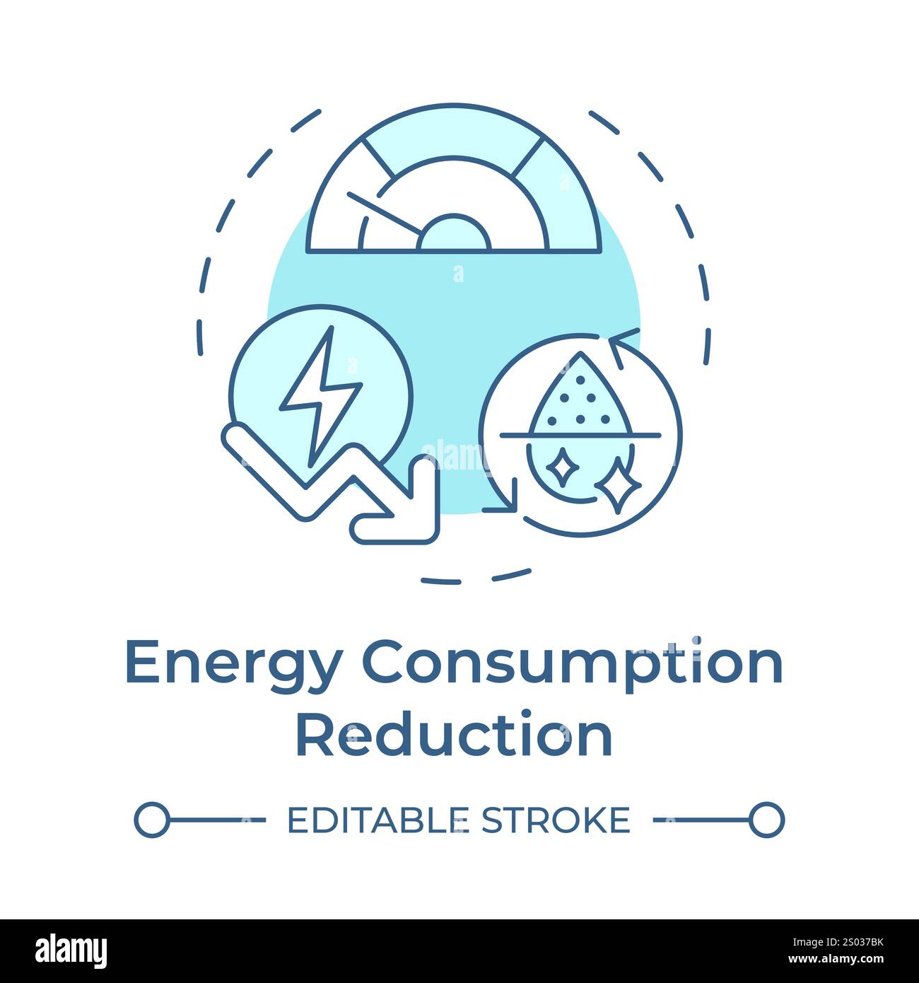 Reduce energy consumption soft blue concept icon. Locally treated ...