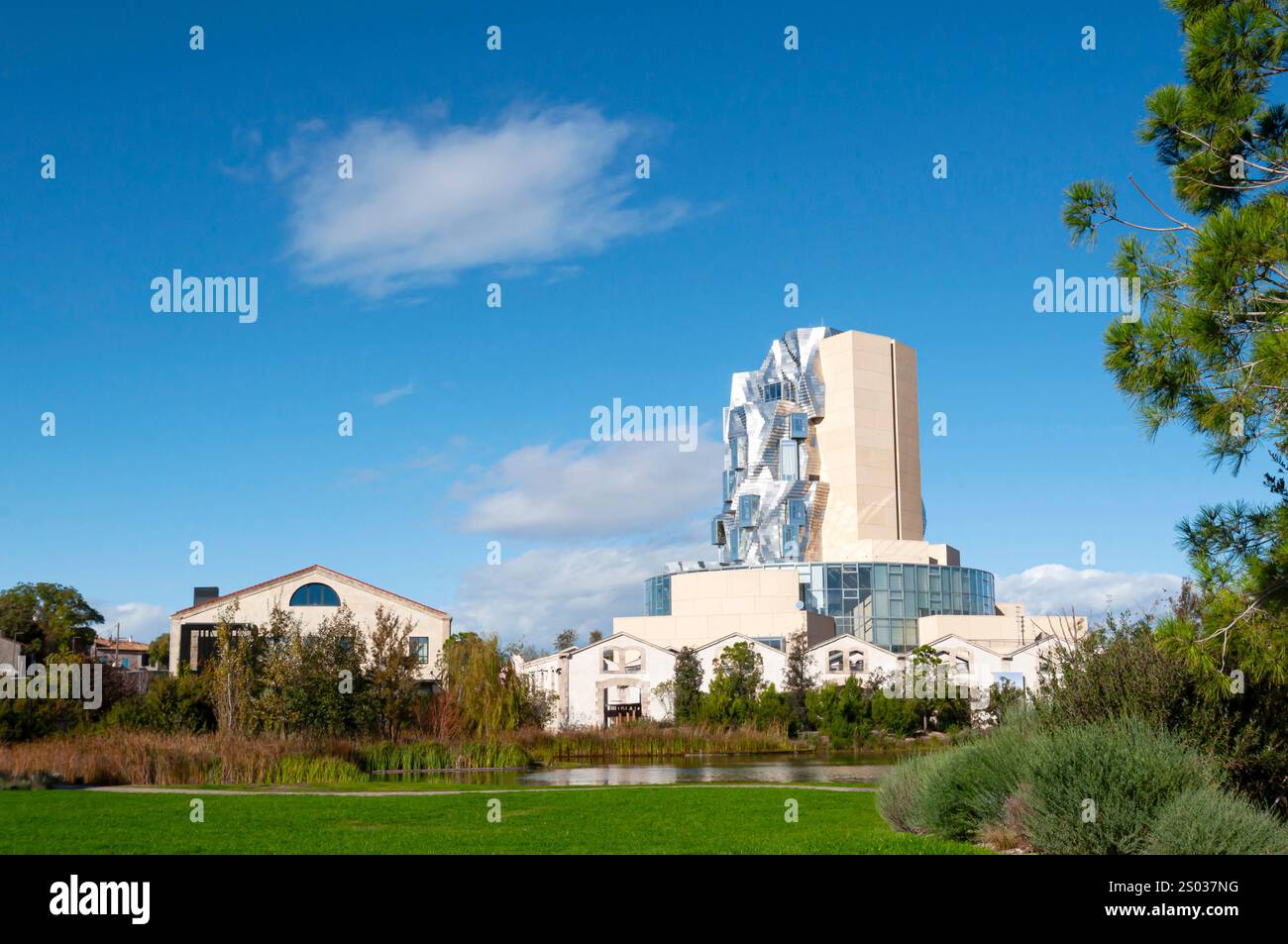 The Luma Tower designed by Frank Gehry, and gardens, Arles, Bouches du ...