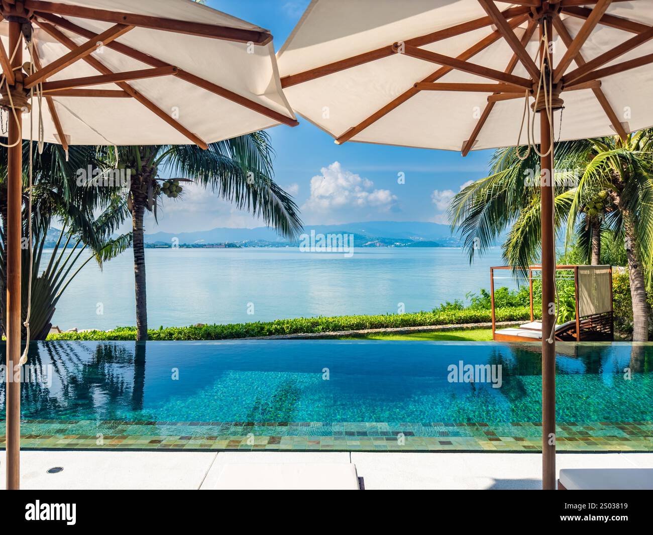 North Samui peninsula views with beach villas, in koh Samui, Thailand ...