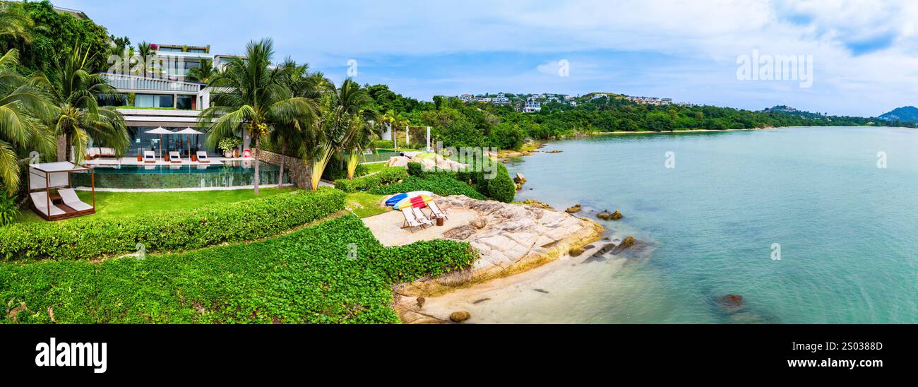 North Samui peninsula views with beach villas, in koh Samui, Thailand ...